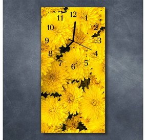 Nástěnné hodiny obrazové na skle - Jiřiny žluté