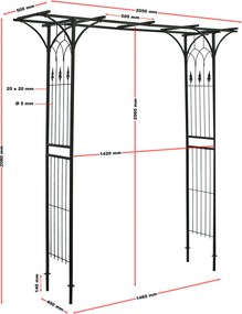 Zahradní dekorace Wiltec – 205 × 50 × 208 cm, černá (62881)