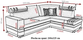 Rohová sedací souprava R1 oranžovo-černá