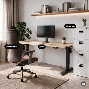 Elektrický stůl s regulací výšky ergonomický antracitový/dub sonoma,1600x800 mm: ARIA