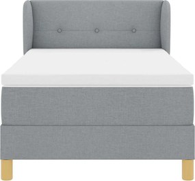 Postel s boxspringem s čelo Světle šedá 90 x 190 cm textil 3340185