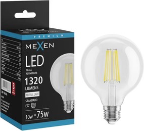 Mexen Vintis, LED žárovka E27, G95, 10W, Neutrální - 4000K, 1320 lm, čirá - L157-E27-1040-00