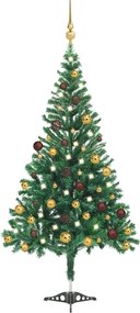 vidaXL Umělý vánoční stromek s LED a sadou koulí 180 cm 620 větviček [3077661] Barva: zelená a zlatá