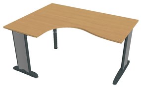 Stůl ergo oblouk pravý 160×120/80 cm - Hobis Flex FE 2005 P Dekor stolové desky: buk, Barva nohou: černá