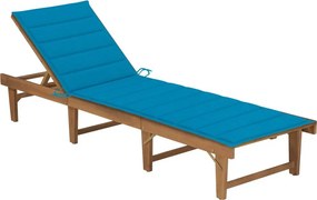 vidaXL Skládací zahradní lehátko s poduškou masivní akáciové dřevo [3064172] Barva: Modrá