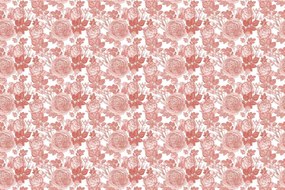 DIMEX | Samolepicí vliesová fototapeta na zeď Vintage vektor květy MA-5-2016 | 375 x 250 cm | červená, béžová, růžová