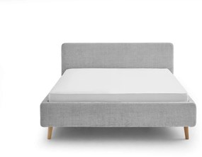 Dvoulůžková postel taupe s úložným prostorem 140 x 200 cm chenille šedá MUZZA