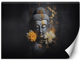 Gario Fototapeta Šedý Budha a květiny Materiál: Vliesová, Rozměry: 200 x 140 cm