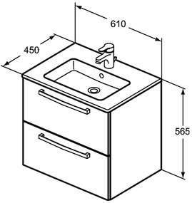 Ideal Standard Tempo - SET umyvadlo 600 mm + skříňka, 2 zásuvky, bílý lak K2979WG