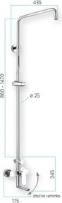 Mereo Mereo, Nástenná baterie Dita 150mm se sprch.soupravou,otoč.ramínkem, ruční a talíř.sprchou slim 200x200mm, CBE60101SDD