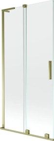 Mexen Velar L, 2-křídlová posuvná vanová zástěna 90 x 150 cm, 8mm čiré sklo, zlatý lesklý profil, 896-090-003-01-50