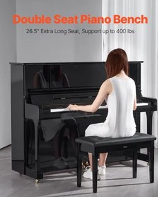 Duet Piano Keyboard Úložný prostor na lavici Polstrované sedátko Dřevěná toaletní