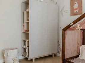 Designová šatní skříň s otevřeným regálem BASIC kašmírová
