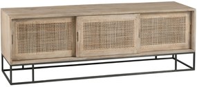 OnaDnes -20% Dřevěný TV stolek J-line Venwo 150 x 40 cm s ratanovým výpletem