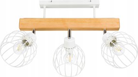 Dřevěná stropní lampa Lustr Stropní Svítidlo Loft Bílá na 3x Klosz E27