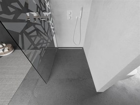 Mexen Kioto, Walk-In sprchová zástěna 70 x 200 cm, 8mm sklo čiré/bílý vzor, bílý profil, 800-070-101-20-85