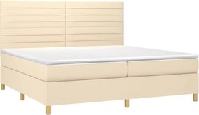 Box spring postel s matrací a LED krémová 200x200 cm textil 3135546