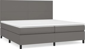 Box spring postel s matrací šedá 200x200 cm umělá kůže 3142747