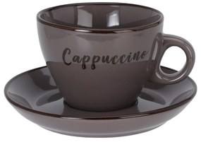 Sada 4 kameninových šálků s podšálky Cappuccino 220 ml, mix barev