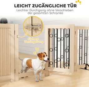 PawHut Volně stojící branka pro domácí mazlíčky, branka pro psy s dvířky, 4 panely, pro chodbu, schodiště, zárubeň, MDF, ocel D06-275V00AK