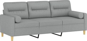 3místná pohovka s polštáři světle šedá 180 cm textil 3200829