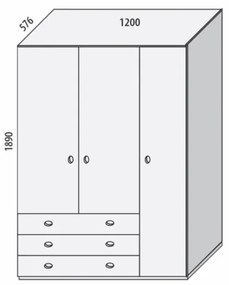 Domestav - DOMINO Skříň šatní kombinovaná velká hloubka 576 buk cink, mořený