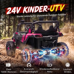 AIYAPLAY Dětské elektrické auto UTV pro dva, růžové