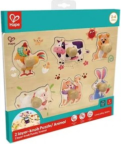 HAPE Vkládací puzzle Farma / 12 dílků / s úchyty / od 2 let