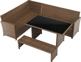 Zahradní ratanový set, světle hnědá/černá, MADUL