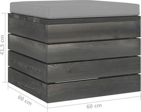 vidaXL Zahradní taburet z palet s poduškou borové dřevo [3061705] Barva: Černá