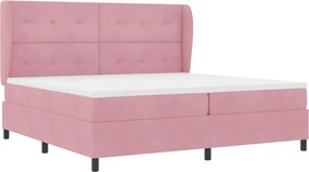 Postel s boxspringem s čelo Růžová 200 x 200 cm samet 3340951