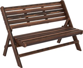 Outsunny zahradní lavička, 2-místná dřevěná lavička s opěradlem, parková lavička, unese až 250 kg, pro zahradu, balkon, uhlíkový, 122 x 63 x 83 cm | A