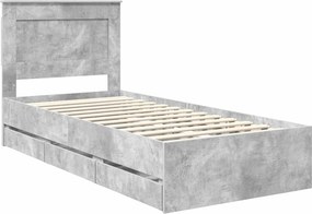 Rám postele s čelo Betonově šedá 75 x 190 cm Inženýrské dřevo 3410216