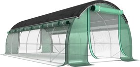 Outsunny Fóliovník 6×3×2 m, tunelový skleník se stínící sítí, rolovací stěny, ocelová konstrukce, zelený