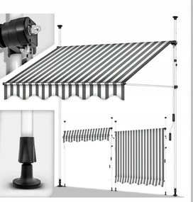 Balkonová Markýza 400 cm šedobílá Tillvex