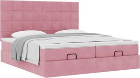 Osmanský rám postele s matrací růžová 200x200cm samet 3313783