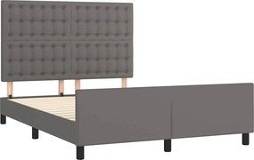 Rám postele s čelem šedý 140x190 cm umělá kůže 3125571