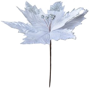 Dekorace zápich bílá květina vánoční hvězda Poinsettia - Ø 34*38 cm
