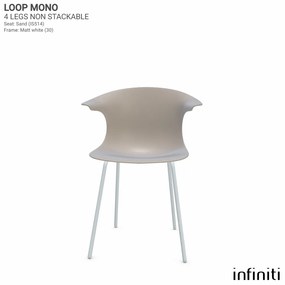 Židle Loop Mono - nestohovatelná Barva kovové konstrukce: Matt white 30, Barva sedáku a opěradla z recyklovaného plastu: Sand IS514
