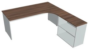 Sestava stolu a skříně levá 180 cm - Hobis Gate GE 1800 H L Dekor stolové desky: ořech, Dekor lamino podnože: šedá