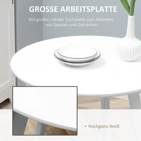 HOMCOM Jídelní stůl Kulatý kuchyňský stůl, odkládací stolek, jídelní stůl, zkosené nohy, bílý, 72x72x75cm| Aosom
