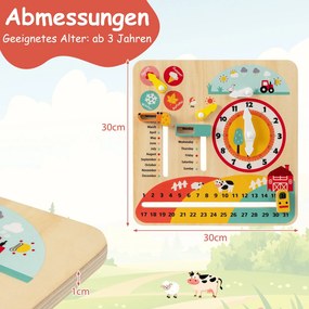Costway Montessori dřevěné hračky pro batolata Výukové hodiny Denní dětský