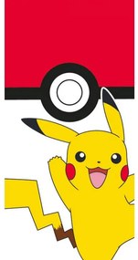 TipTrade Bavlněná froté osuška 70x140 cm - Pokémon Pokéball a Pikachu