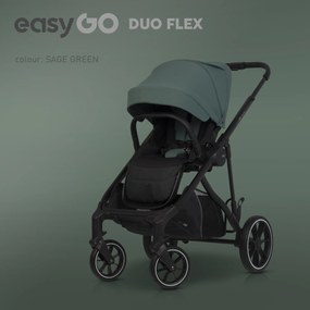 Sourozenecký kočárek EasyGo Duoflex Sage Green, 1 sportovní část, 1 hluboká vanička