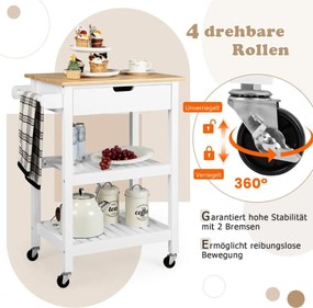 Costway Kuchyňský ostrov Bamboo Kitchen Island s výsuvnou zásuvkou a bočním