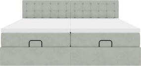Osmanský rám postele s matracíes světle šedá 180x200cm samet 3312959