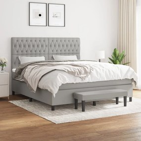 Box spring postel s matrací světle šedá 180 x 200 cm textil 3136853