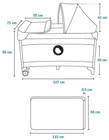 Lionelo - Cestovní postýlka SVEN PLUS modrá