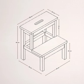Bambusová stolička se schůdkem KROK, výška 46 cm, černá