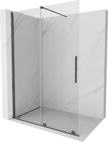 Mexen Velar, posuvné dveře do otvoru typ Walk-In 160 cm, 8mm čiré sklo, grafitová matná, 871-160-000-03-66